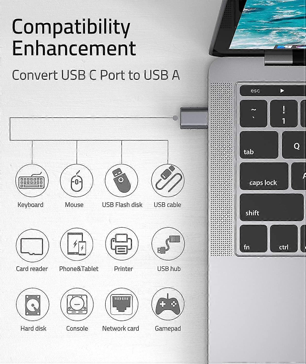 Syntech Usb C To Usb Adapter Pack Of 2 Usb C Male To Usb3 Female Adapter Compatible With Macbook ...