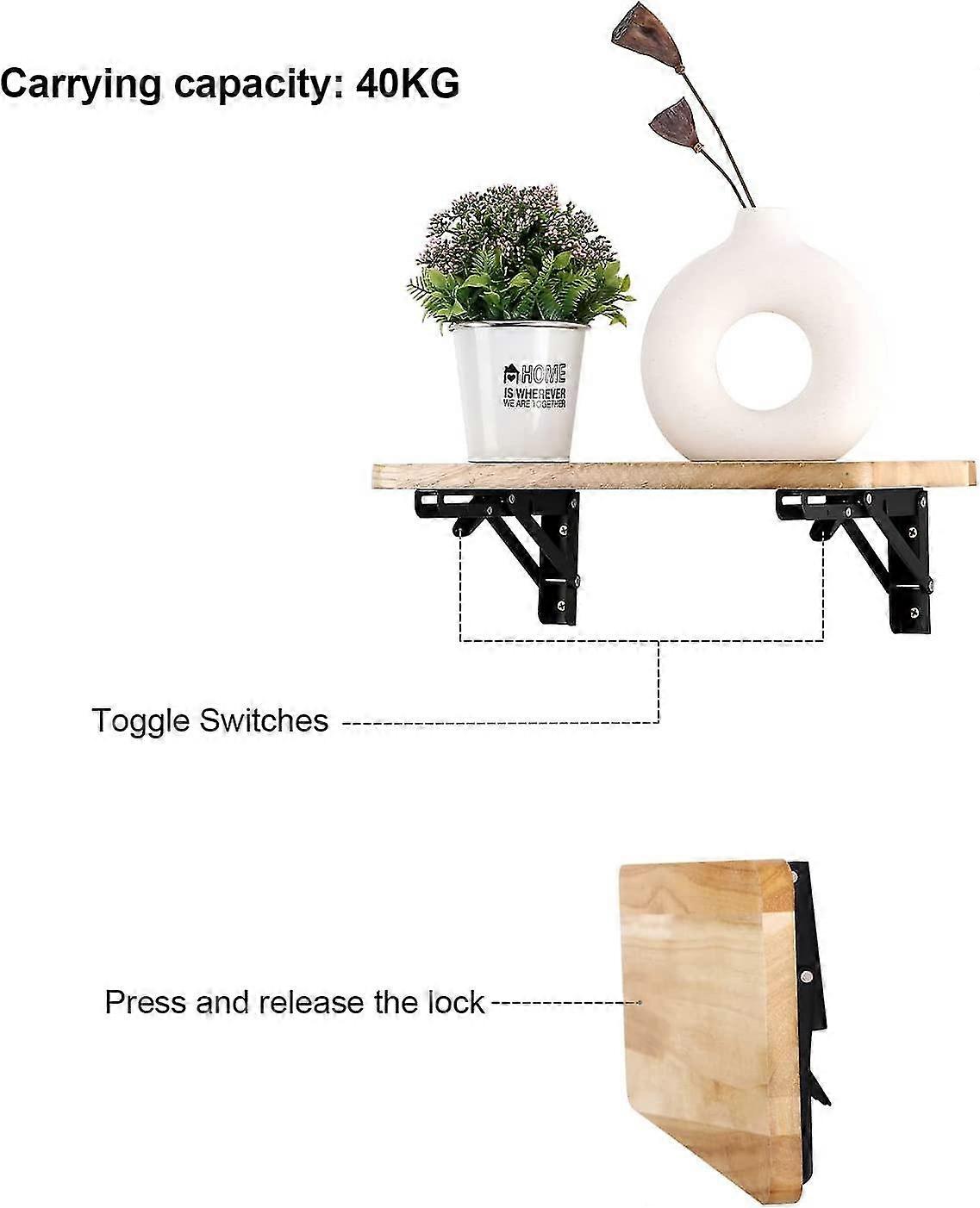 400mm Folding Bracket, 2-Piece Black Folding Console Bracket, Folding ...