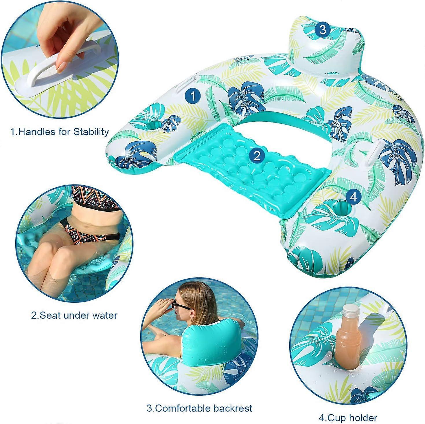 2 Pack Inflatable Pool Float Chair - Floating Pool Chair Lounge Floats ...