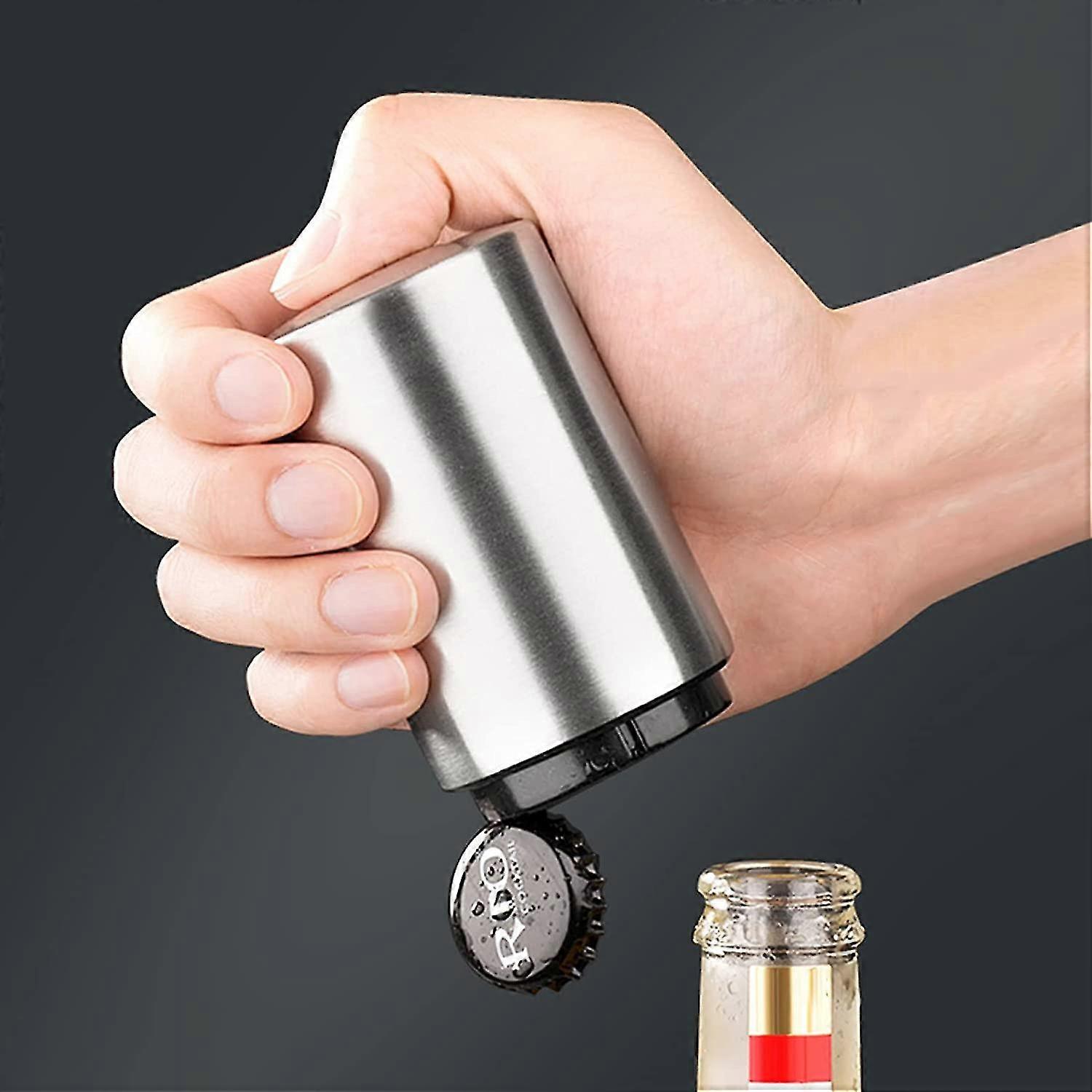 Automatic Bottle Opener Magnetic Push Pull Beer Bottle Opener Stainless ...