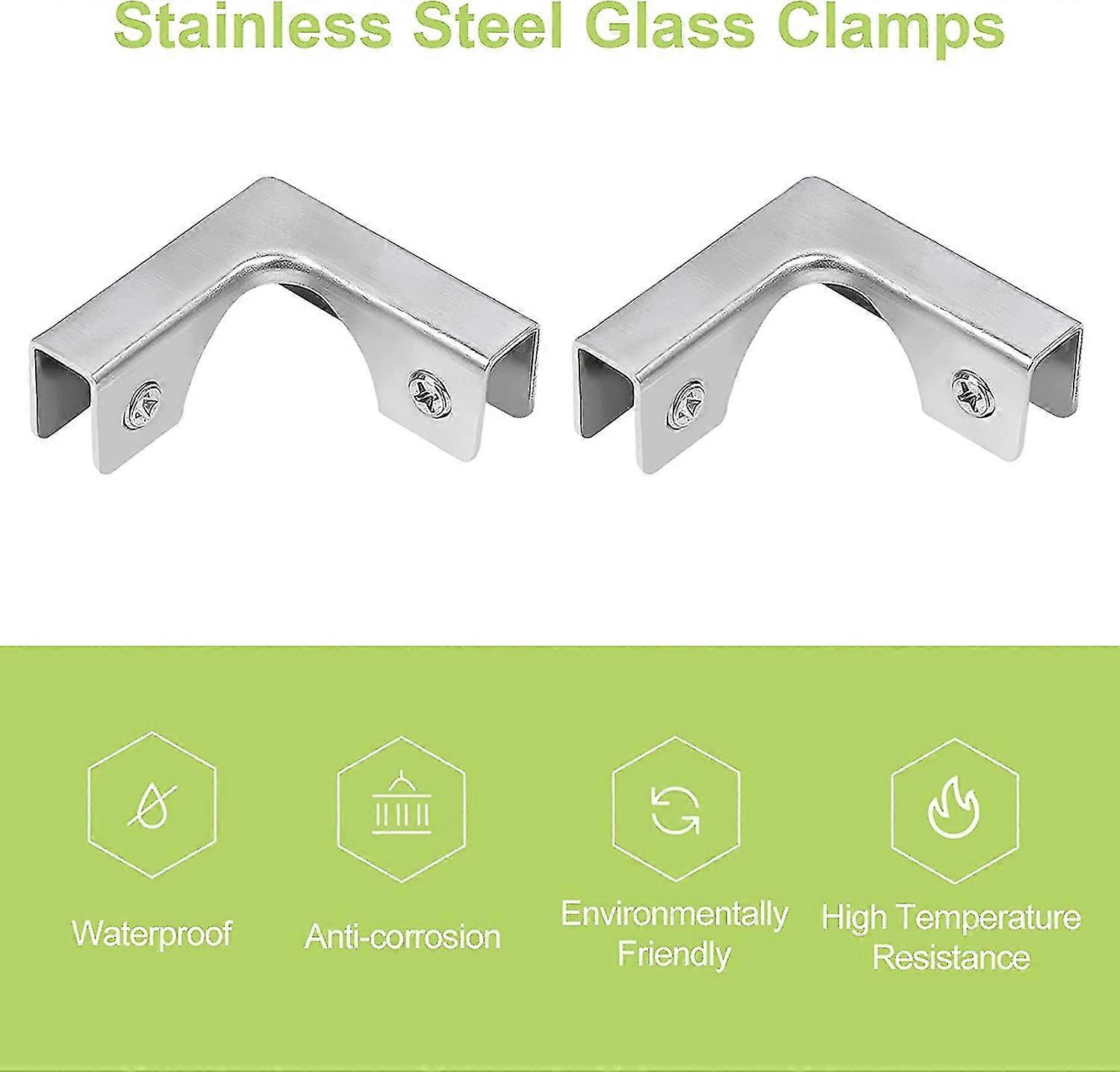 Glass Clamp, 4pcs Of Stainless Steel L-shape Glass Connectors, Right ...