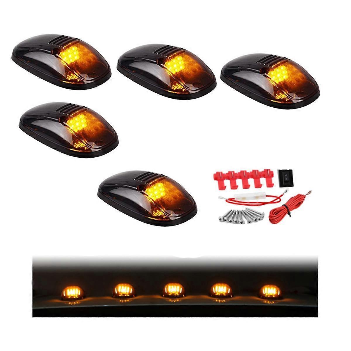 9 LED Car Cab Roof Marker Lights For Truck SUV LED DC 12V Black Smoked ...