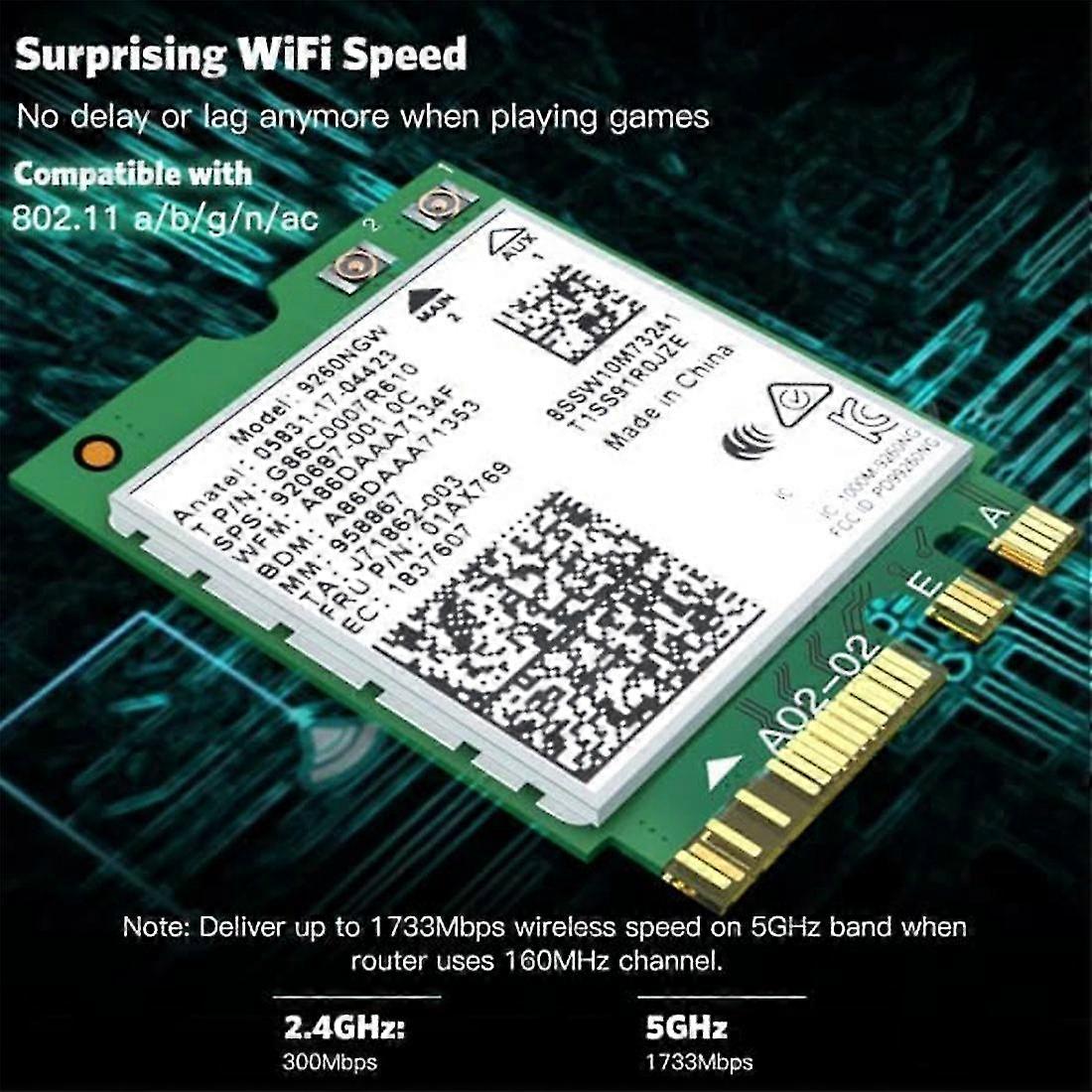 1730mbps Dual Band Card Desktop Kit Bluetooth 5.0 802.11ac M.2 9260ngw ...