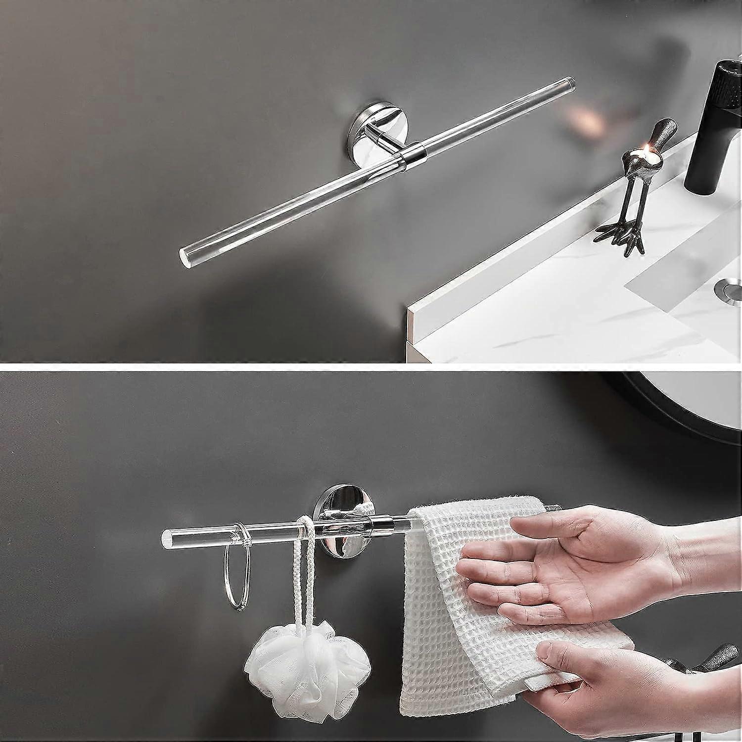 20" Towel Rack, Clear Acrylic Towel Rack with Stainless Steel Base ...