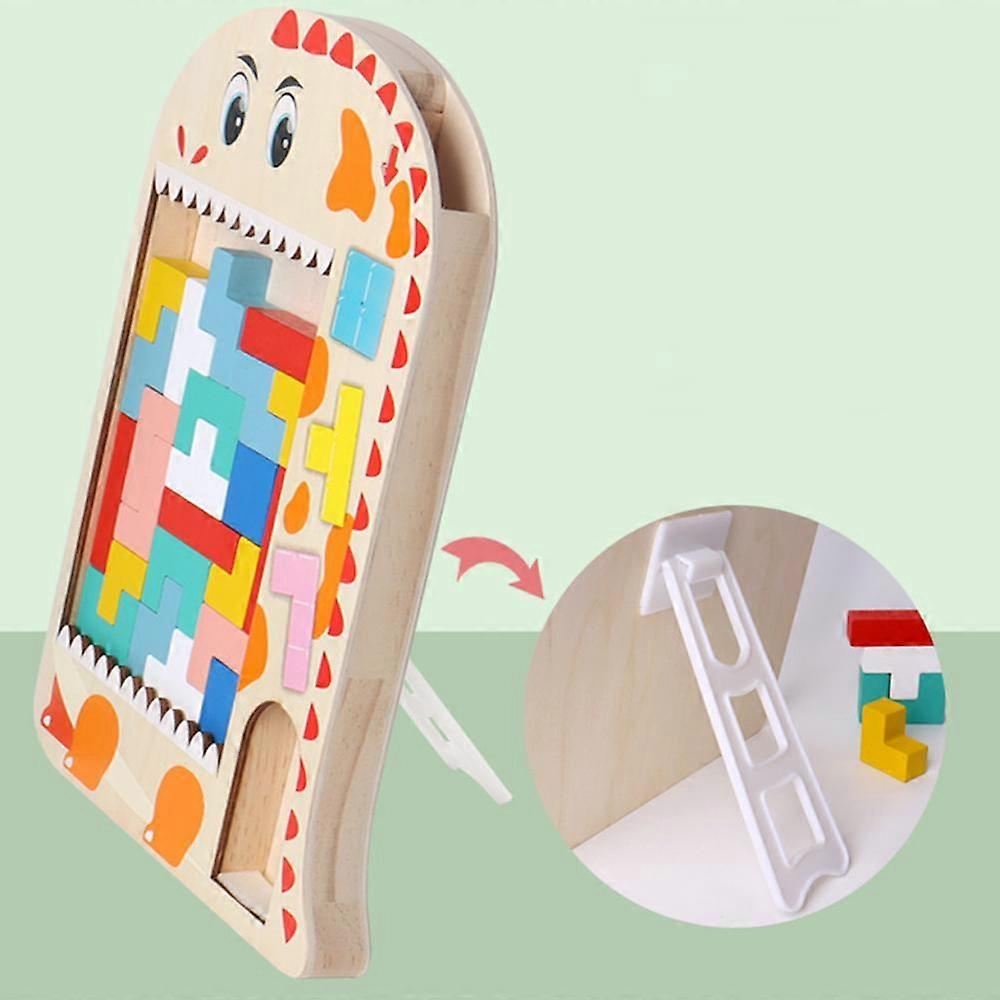 Wooden Cube Stacking Game With Multi-coloured Brick Brain Teaser Tetris ...