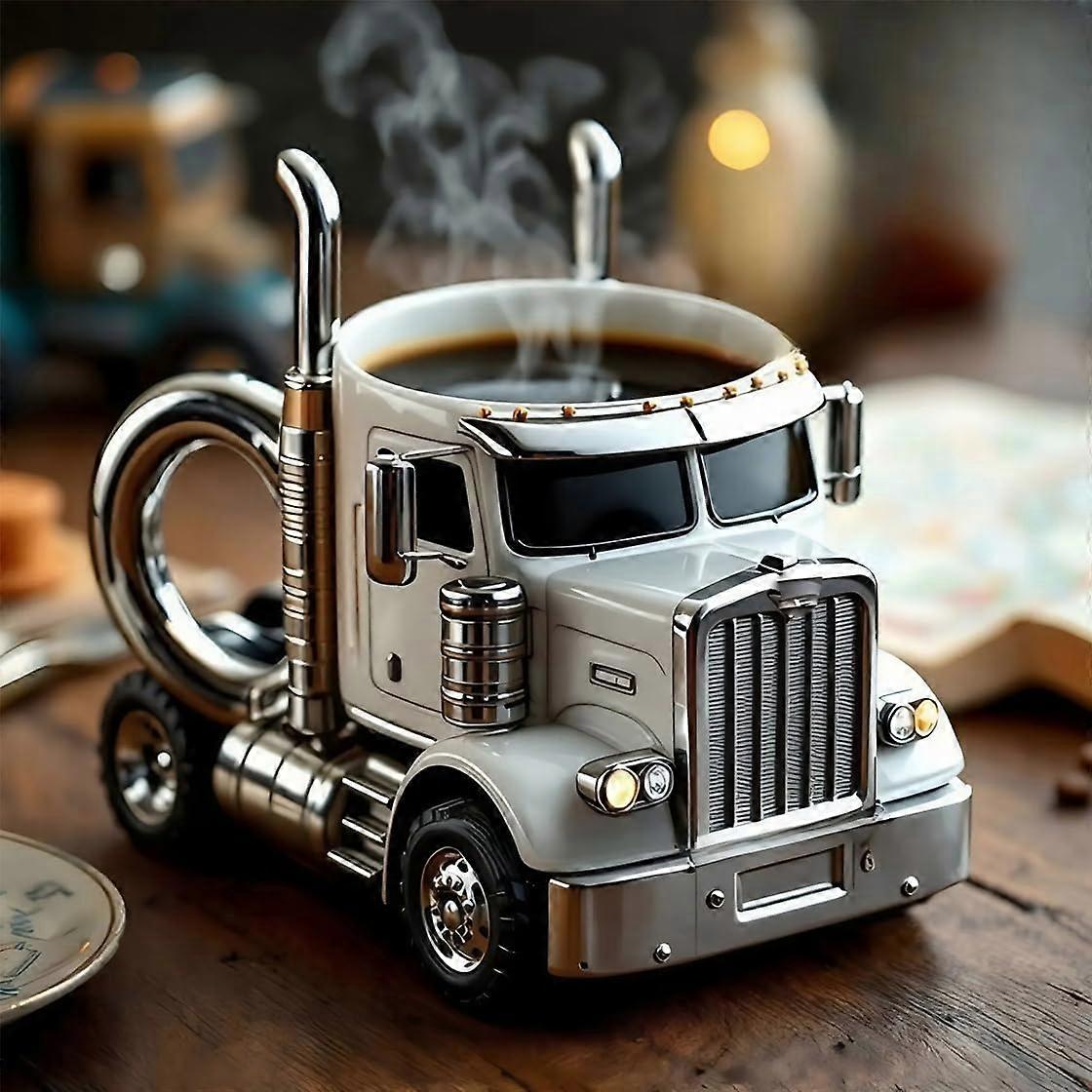 Handcrafted Truck Coffee Mug, 11oz Semi-trailer Shaped Ceramic Coffee ...
