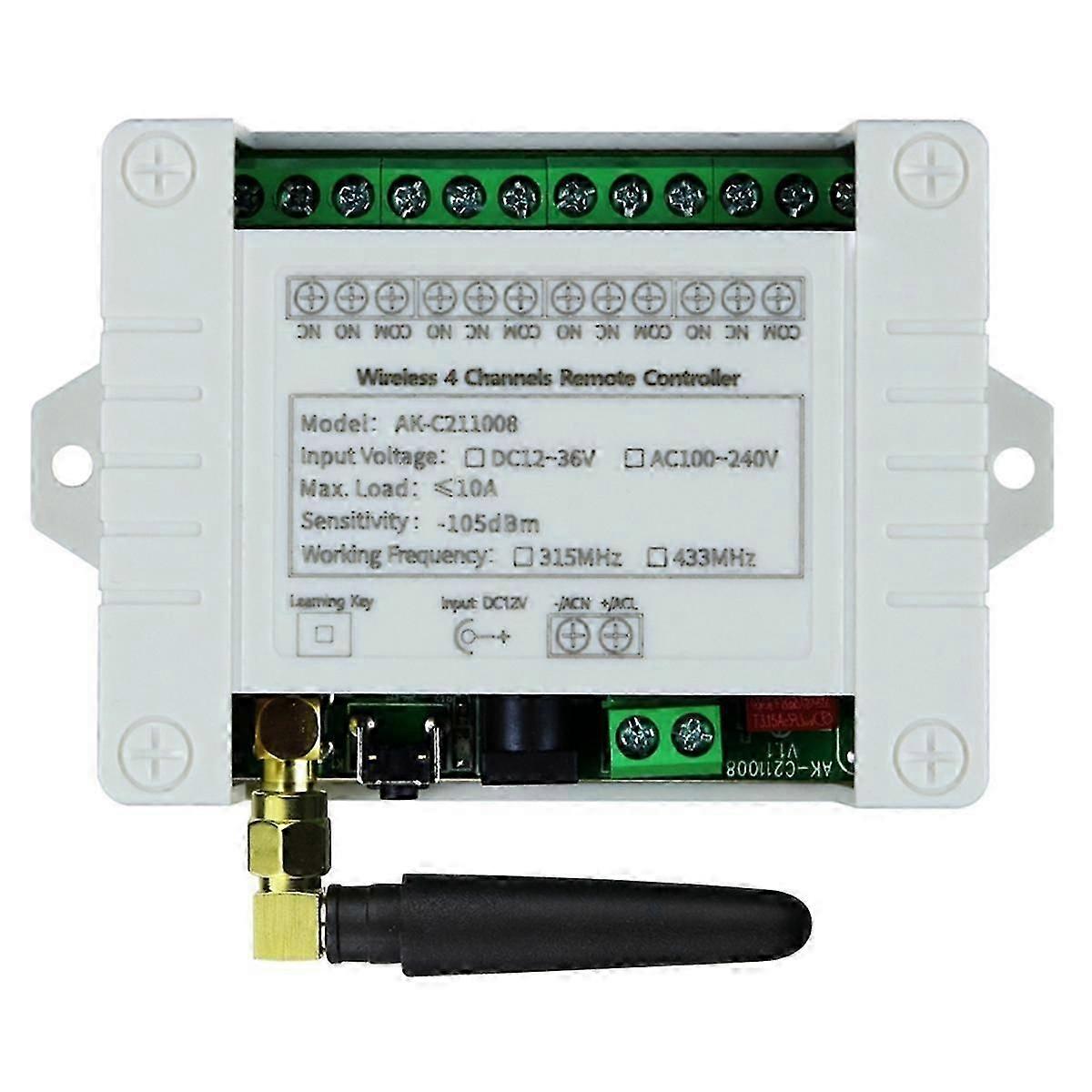DC 12V 24V 36V 10A 433MHz 4 Channel Wireless Relay RF Remote Control ...