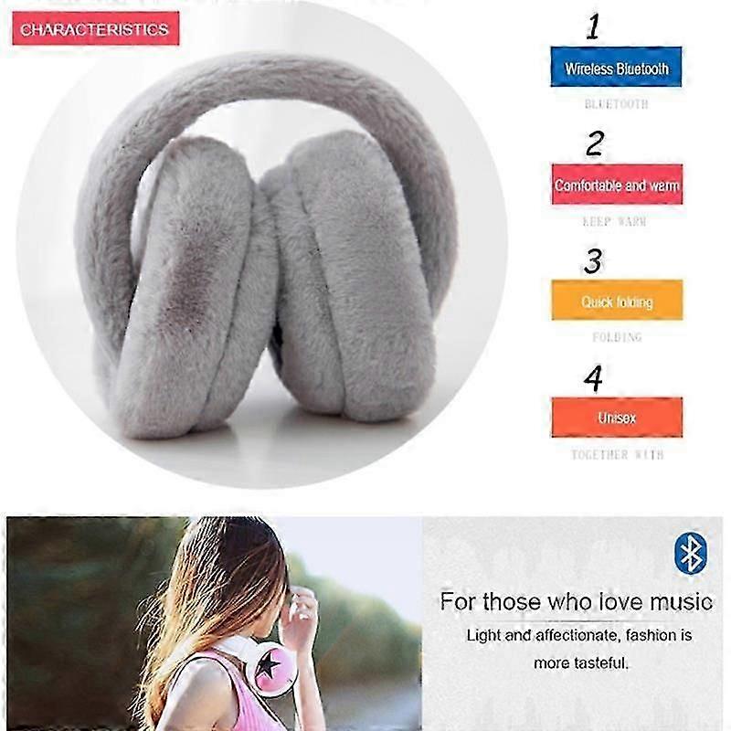 Wireless Bluetooth Headphones Warm Fluffy Earmuff Headphone For Women ...