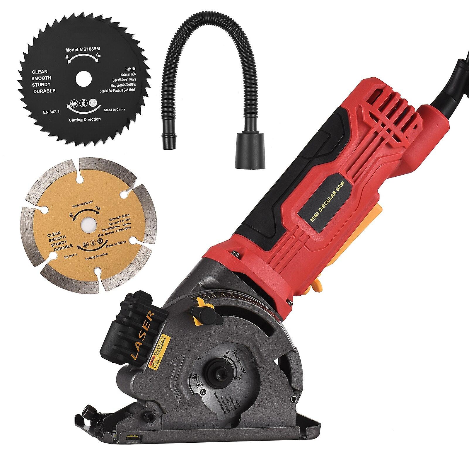 Mini Circular Saw 4.8amp 3700rpm With Laser Guide Scale Ruler Vacuum ...