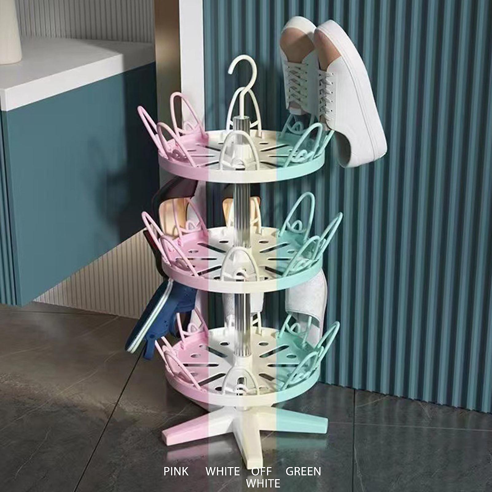 Revolving Shoe Rack Plastic Standing Circular Spinning Shoe Organizer ...