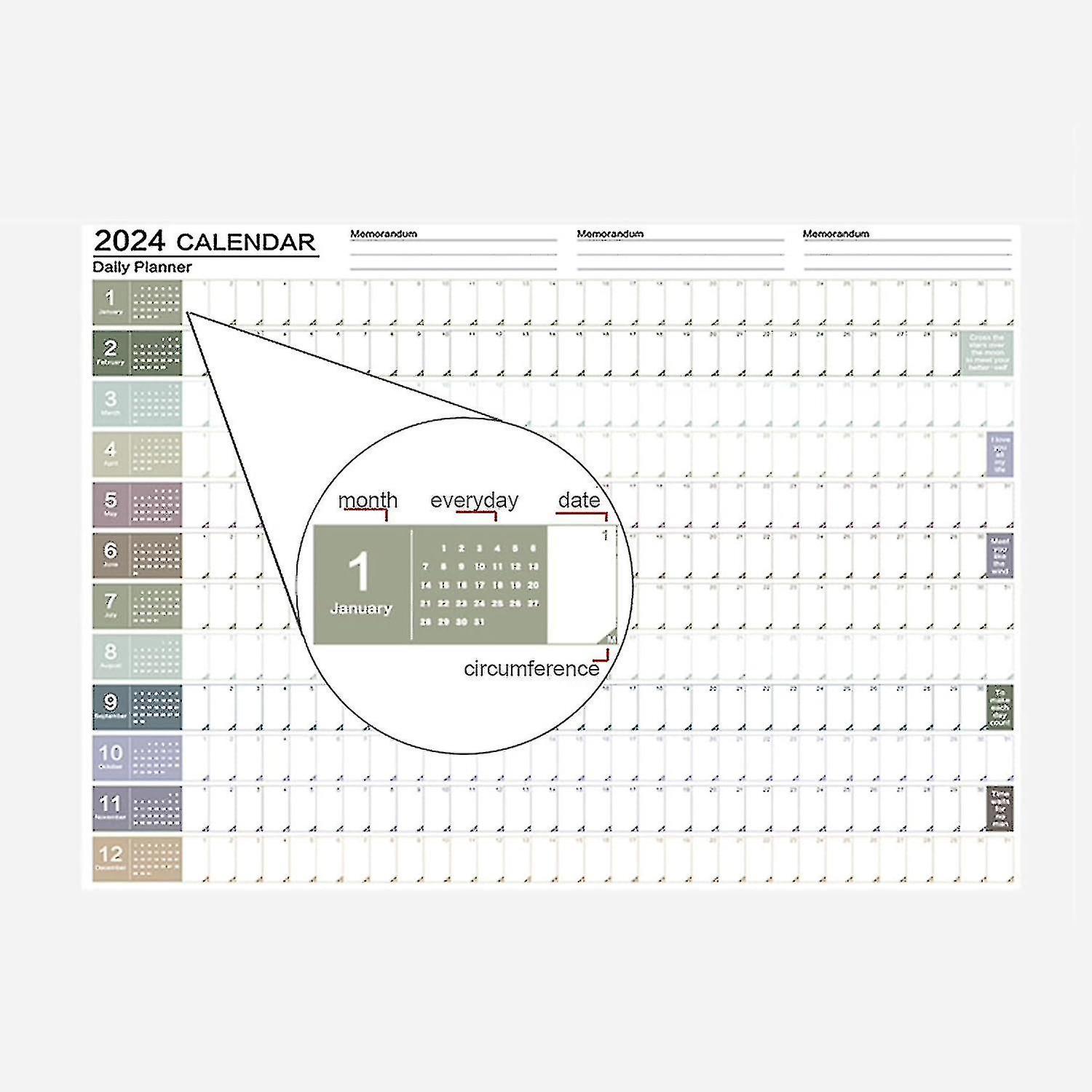 Large Wall Calendar 2024 Jan To Dec 2024 Planner Wall Planner 12 ...