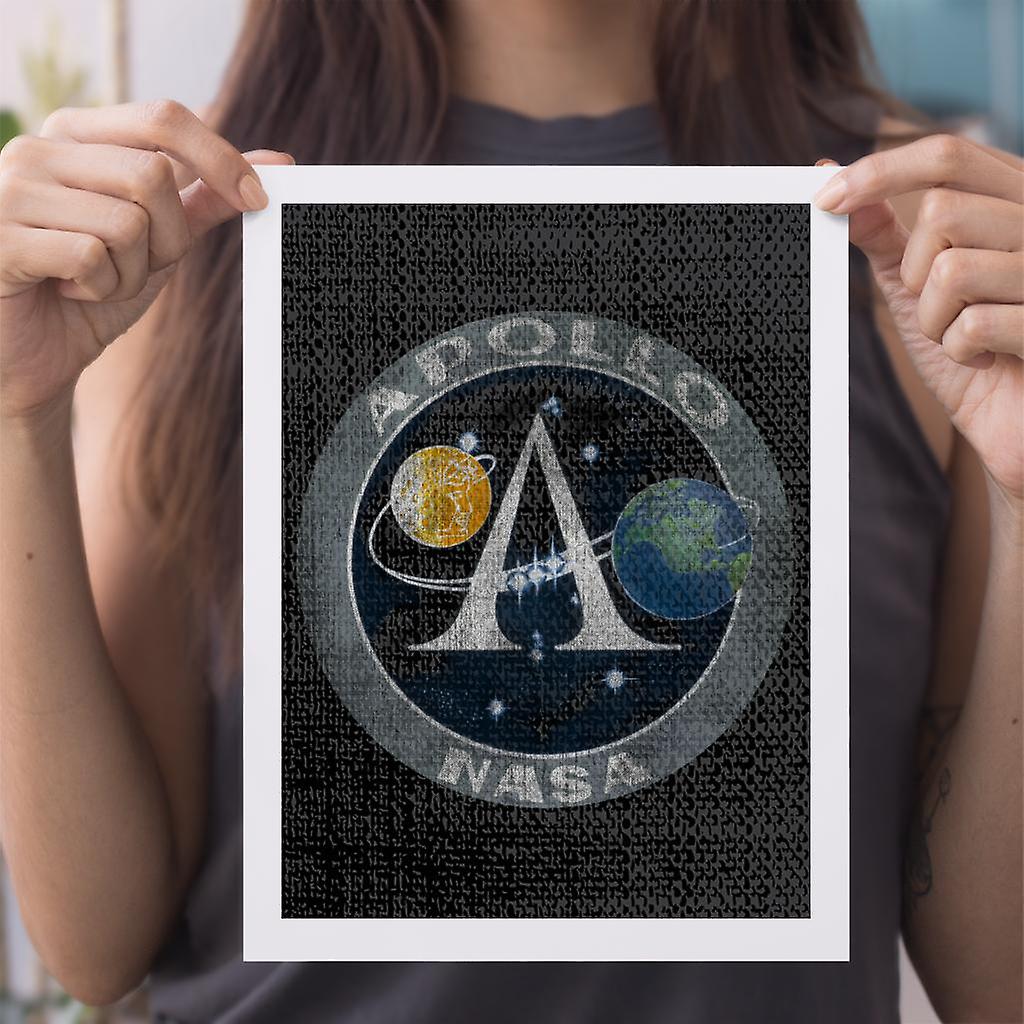 NASA Apollo Program Logo Badge Distressed A4 Print | Fruugo UK