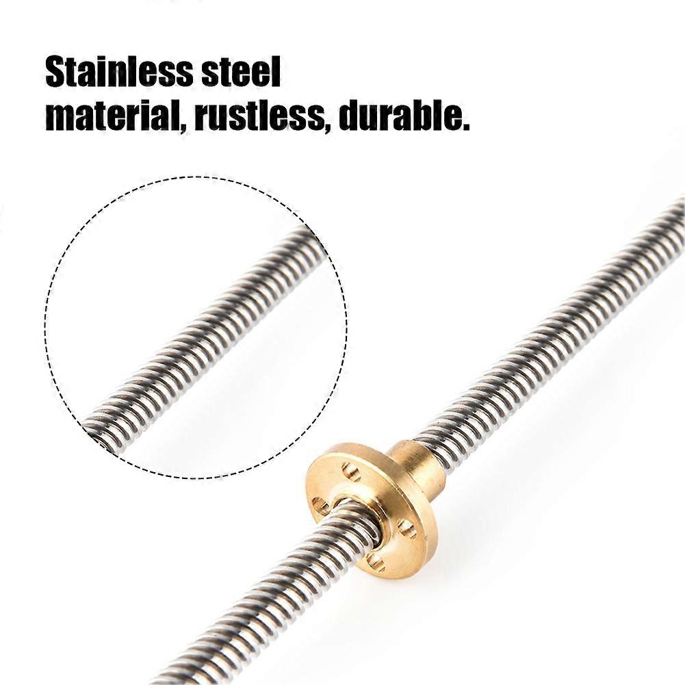 T8 8mm Trapezoidal Stainless Steel Threaded Rod Lead Screw & Brass Nut ...
