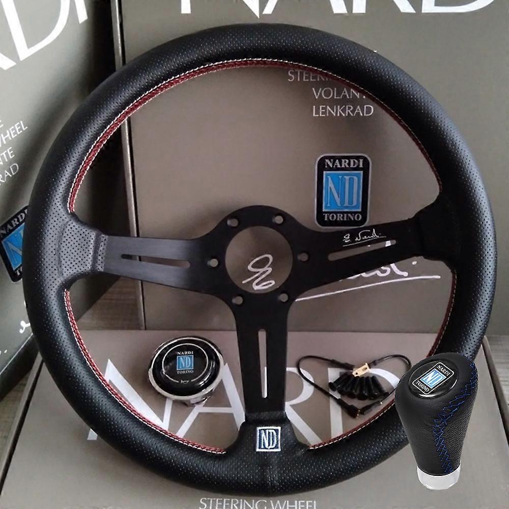 14 Inch 350mm NARDI Steering Wheels Set Universal PU Leather Racing ...