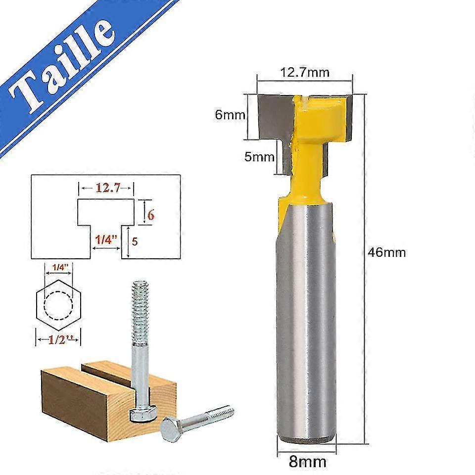 2PCS 8mm Shank T-Slot Milling Cutter Set Wood Cutting T-Slot Milling ...