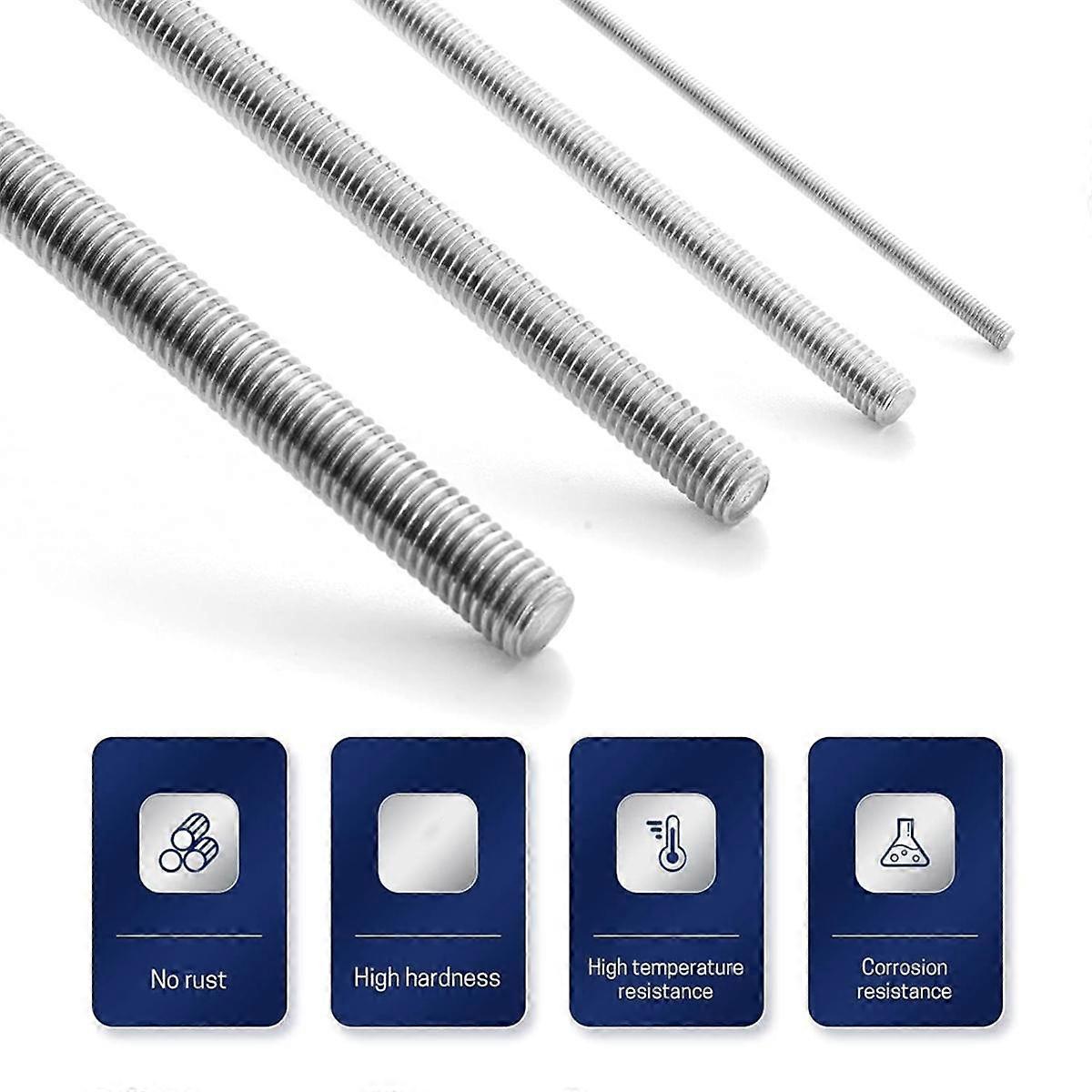 26pcs 8/32Inch Threaded Rods and Hex Nuts, 12Inch Stainless Steel Fully ...