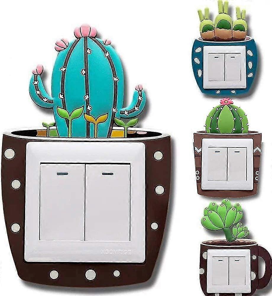 3d Stereo Light Switch Stickers, 4 Pcs Wall Decal Stickers Light Switch ...