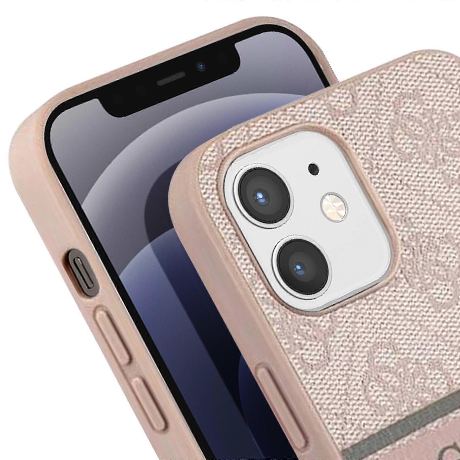 Case for iPhone 12 with Print and Monochrome Band Luxury, Light Pink ...