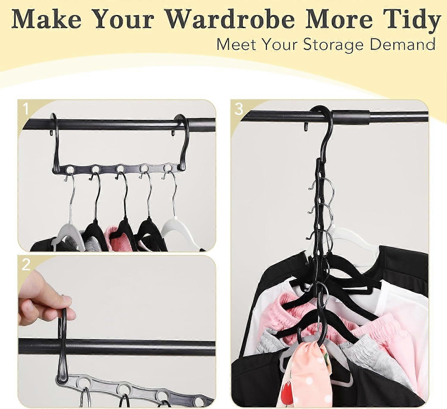 Clothes Hanger - 12 Piece Magic Clothes Hanger, 5 Hole Sturdy Plastic ...