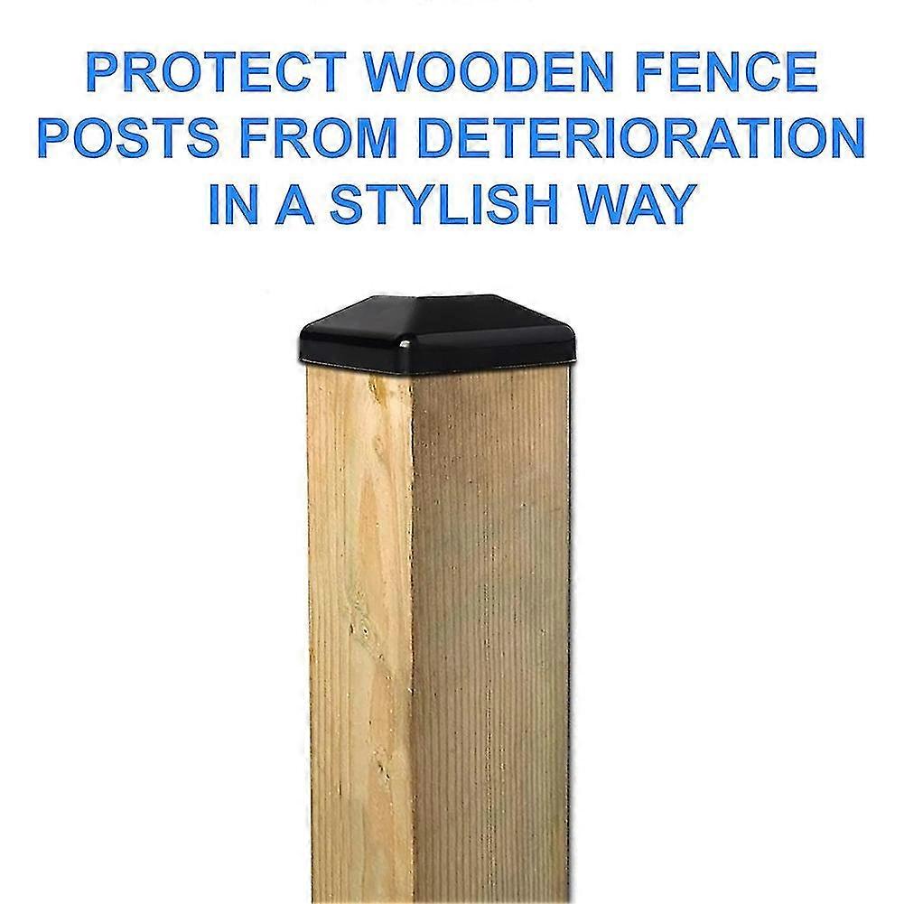 24-pack 4 Inch(3 5/8 Inch) Fence Post Caps Black Plastic - Protect ...