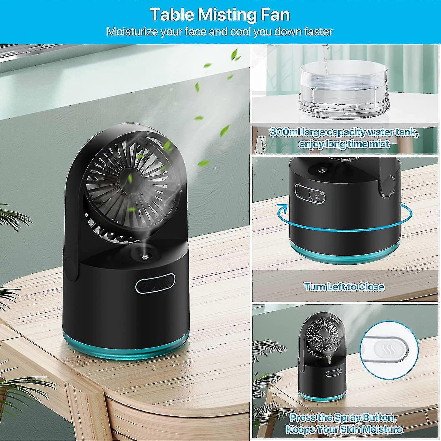 Portable Misting Fan, Rechargeable Cooling Mister Fan With 7 Color ...