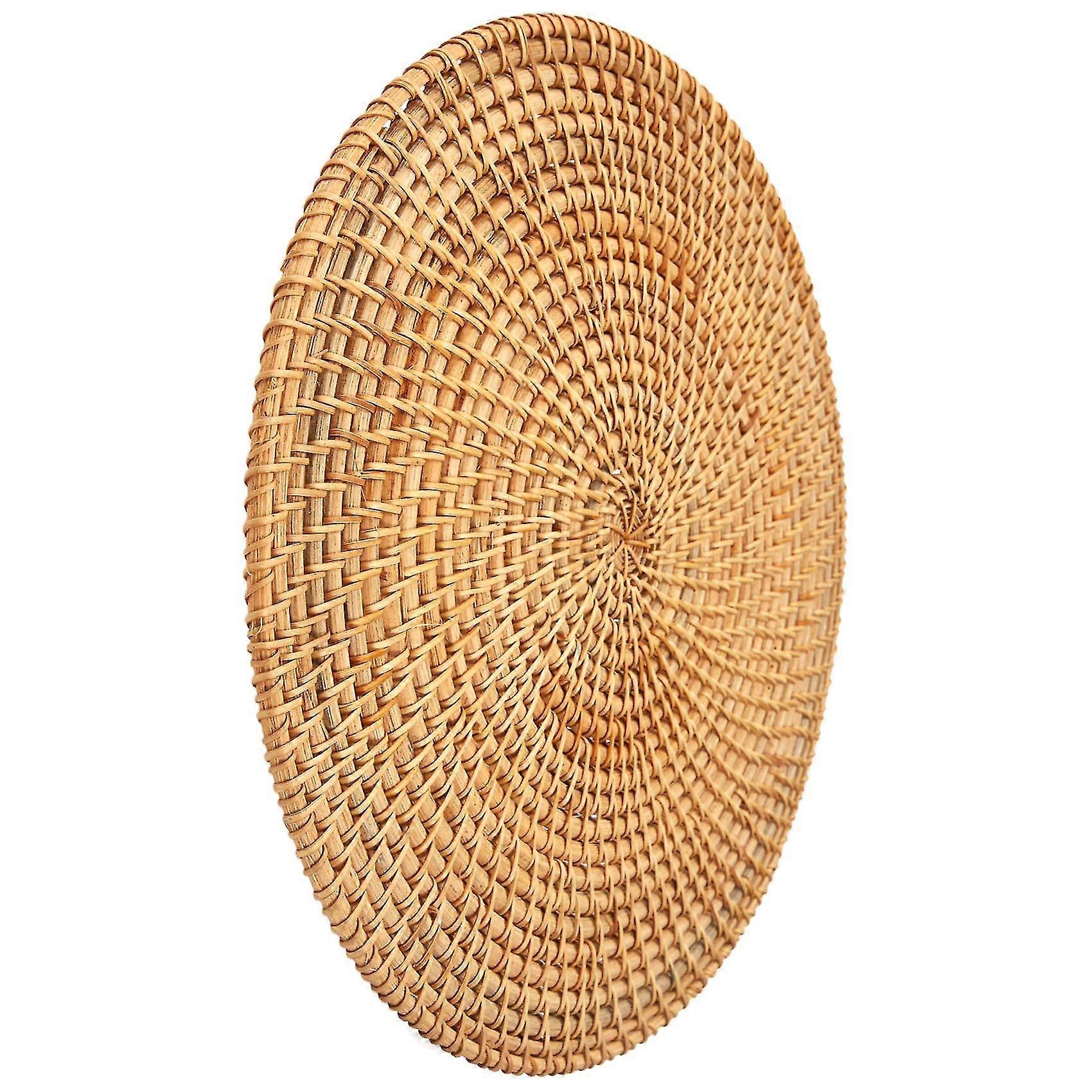 Handwoven Rattan Placemats,Round Wicker Table Mats, Natural Woven ...