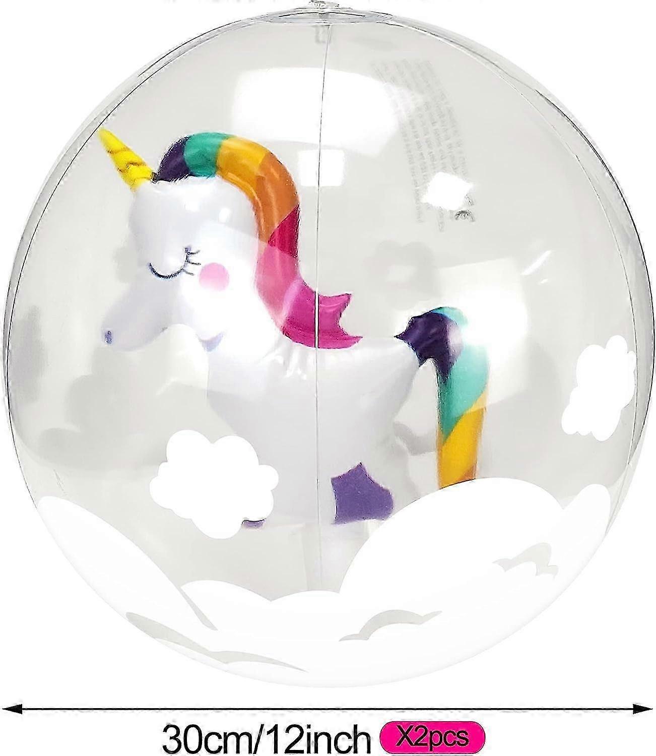 2 Pieces 12 Inch Unicorn Inflatable Beach Ball Summer Water Fun Game ...