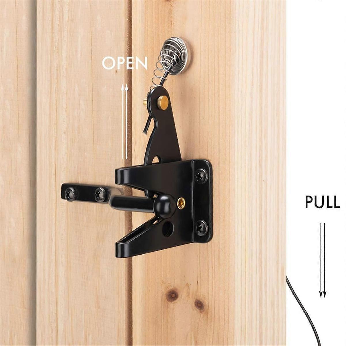 Self Locking Gate Latch for Wooden Fence Heavy Duty, Steel Spring Cable ...