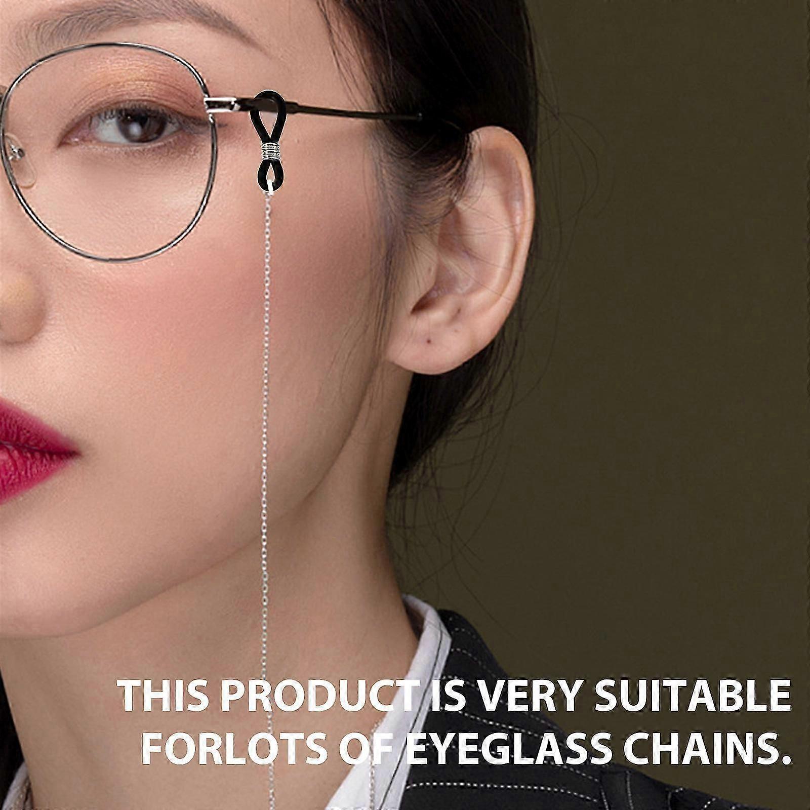 100pcs Eyeglass Chain Ends Silicone Glasses Anti Slip Chain Holder ...