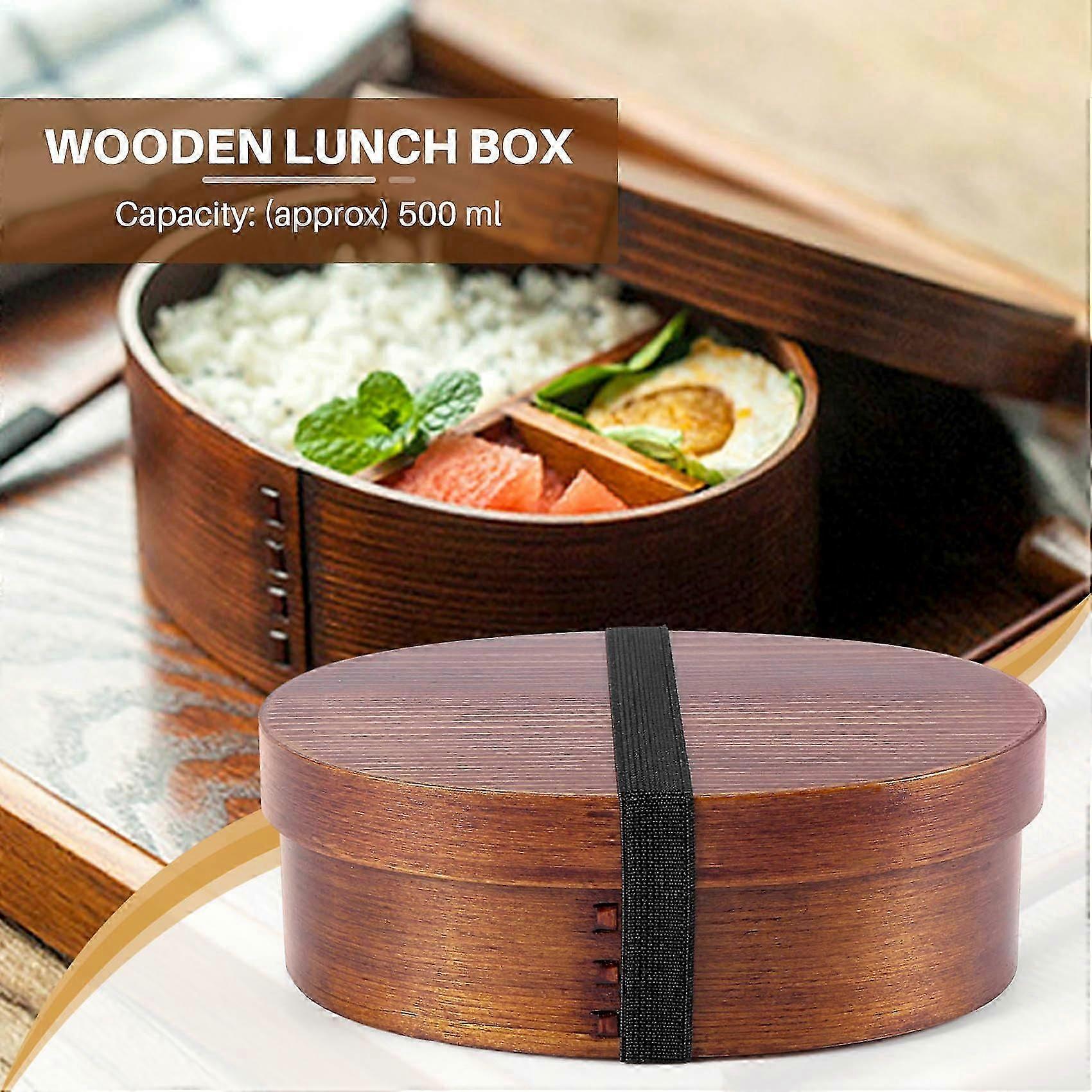 Wooden Lunch Boxs Food Containers Japanese Style Bento Lunchbox for ...