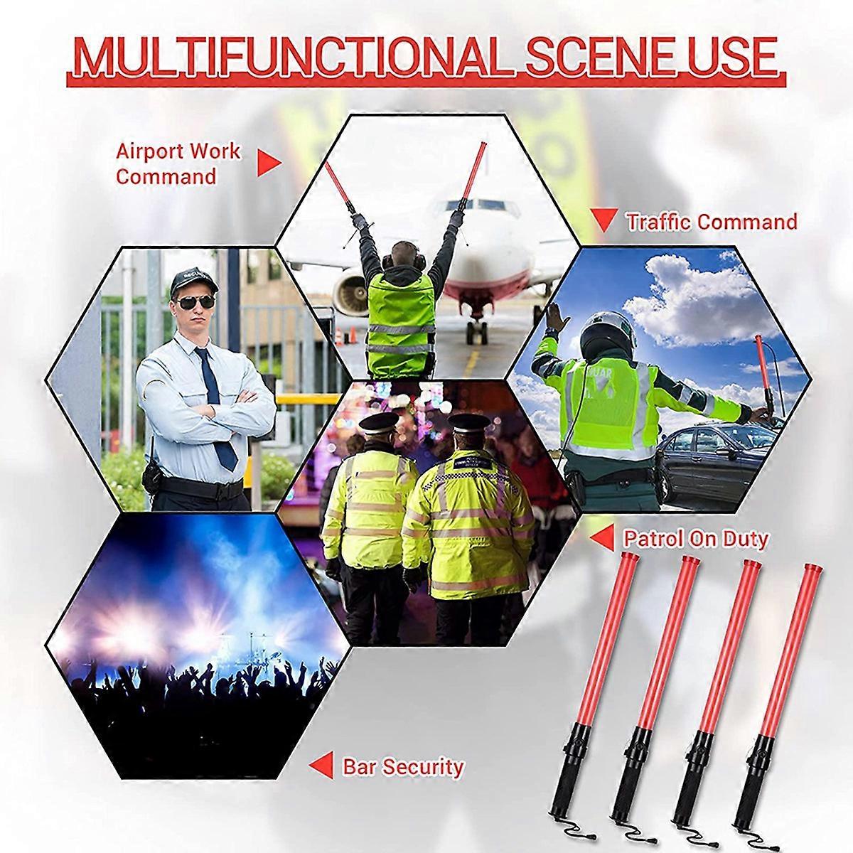 6 Pieces 41cm Signal Traffic Wand Safety Traffic Wand Lighted LED ...
