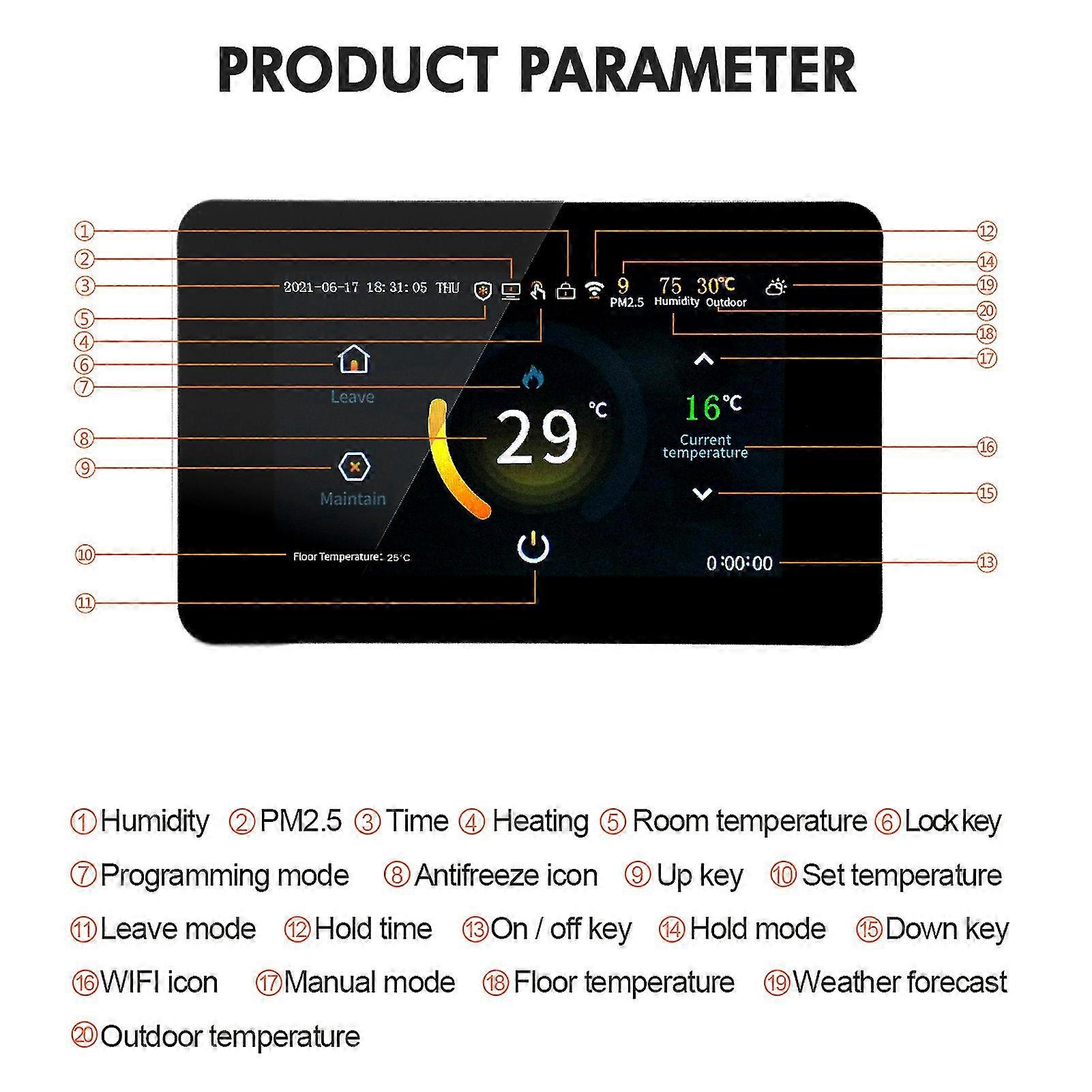 85-275v Wi-fi Smart Thermostat Programmable Thermostat 2025 | Fruugo AU