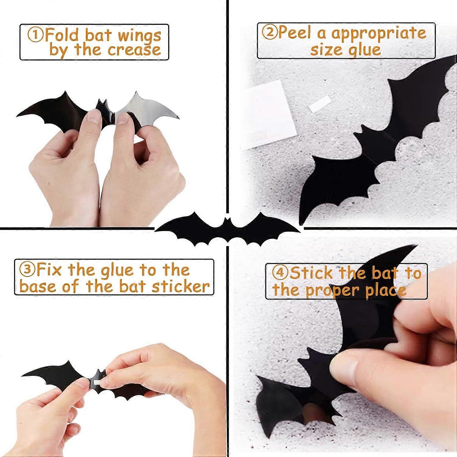 120PCS Bats Wall Decor, 3D Bat Halloween Decoration Stickers for Home ...