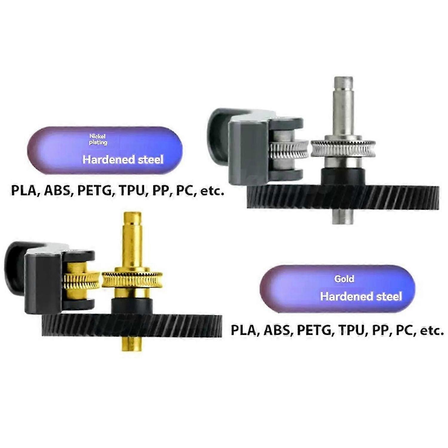 Hardened Steel Extruder Gear for Bambu Lab A1/A1 Mini Black+Grey ...