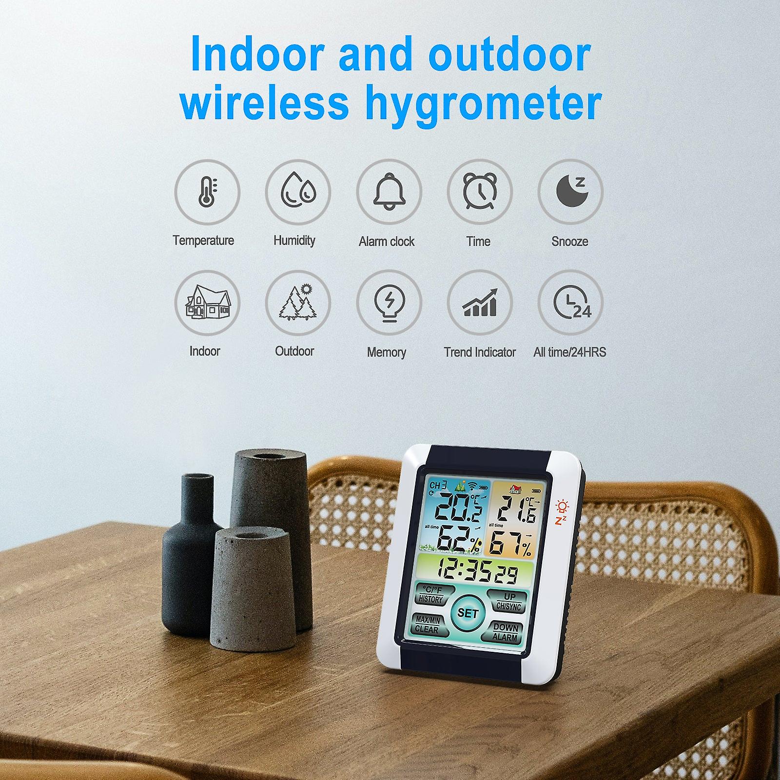 Indoor outdoor thermometer with 1 wireless sensors digital wire-less ...