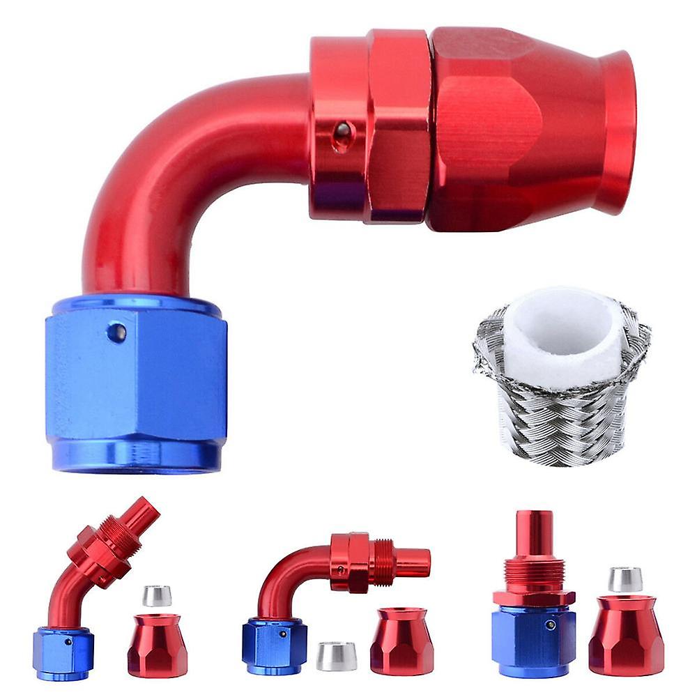 5M an8 -8an fule line hose red swivel fitting stainless steel braided ...