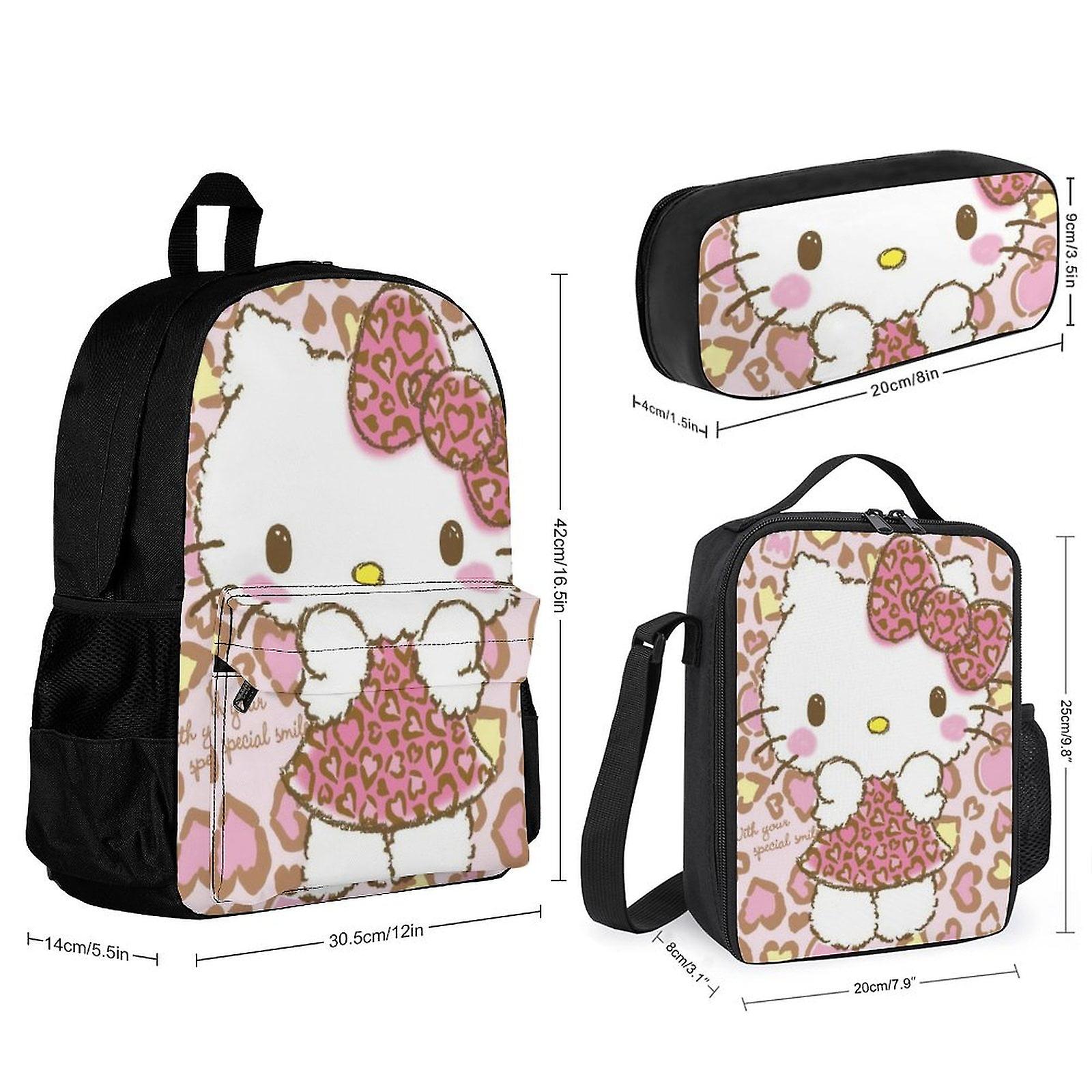 Hello Kitty Backpack Set, Backpack with Lunch Box And Pencil Case 3pcs ...