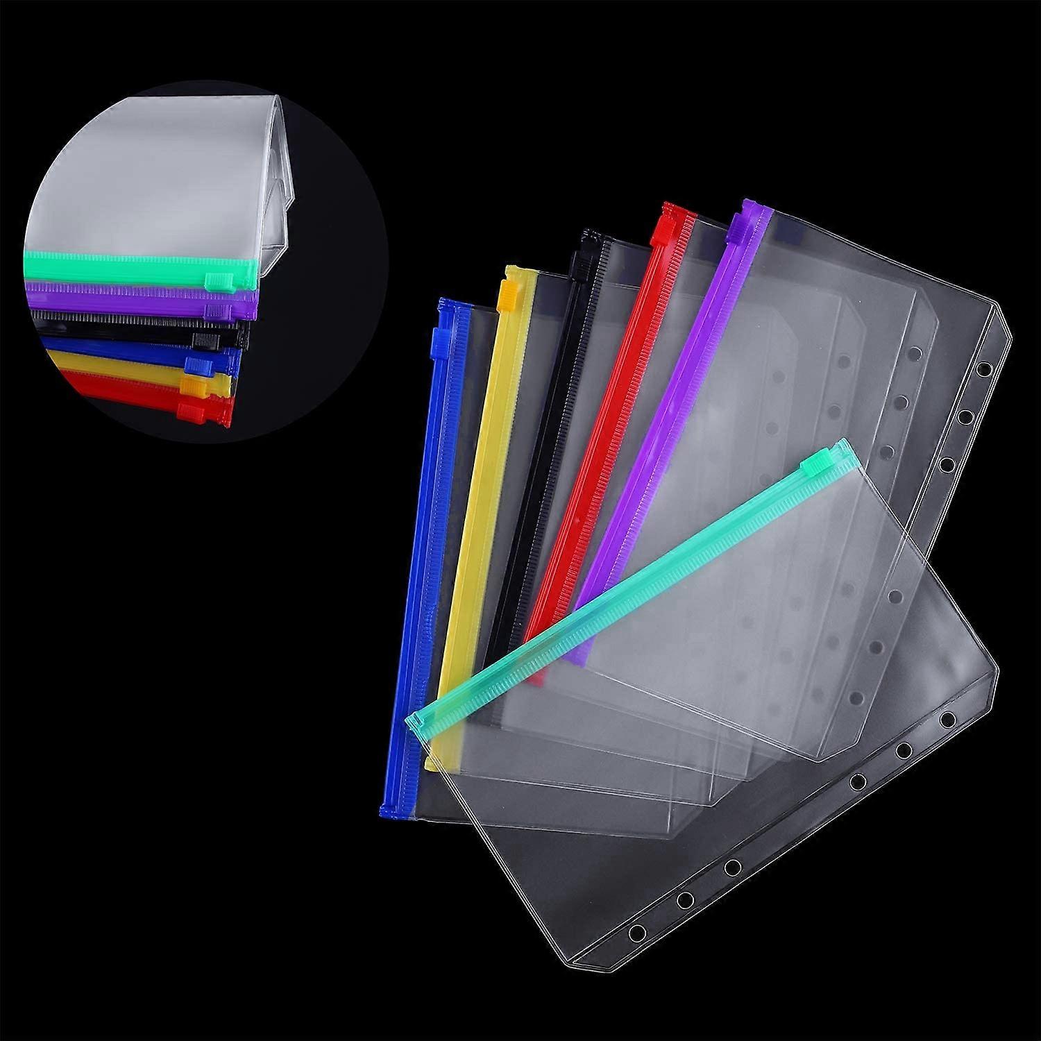 24Pcs Waterproof PVC Binder Pockets A6 Size Multicolor Zipper Cash ...