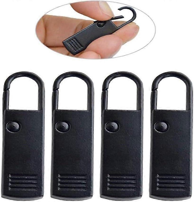 4PCS Black Zipper Pull Tab Replacement Metal Zip Head Extension Zipper ...