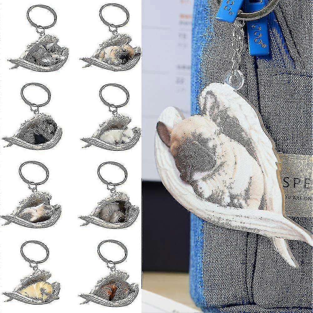 Hanging Ornament Keychain Cute Sleeping Angel Dog Wing Pendant Dog Gift ...