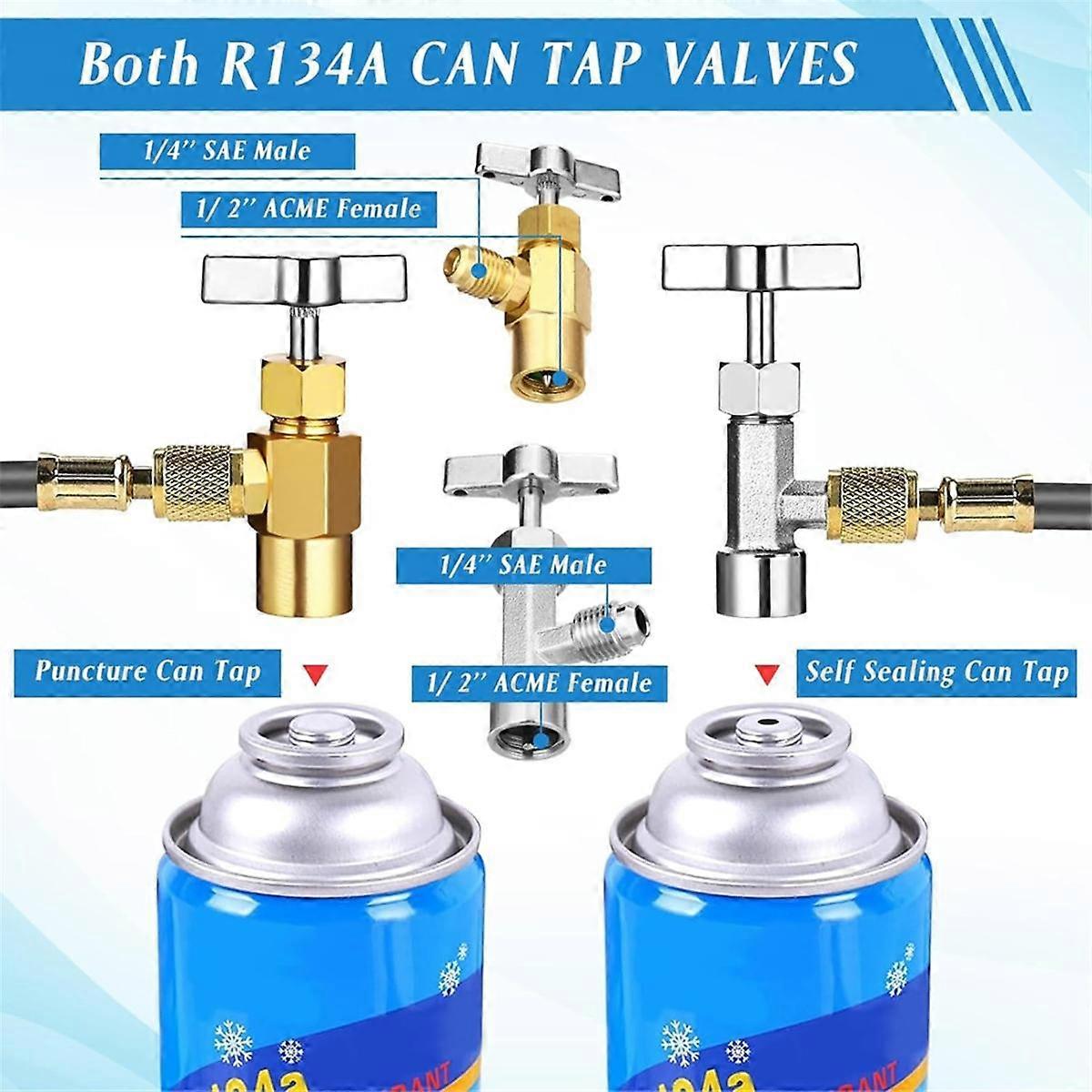 AC R134A Adapter Quick Coupler Kit, R134a Tank Tap Valve R134a to R22 ...