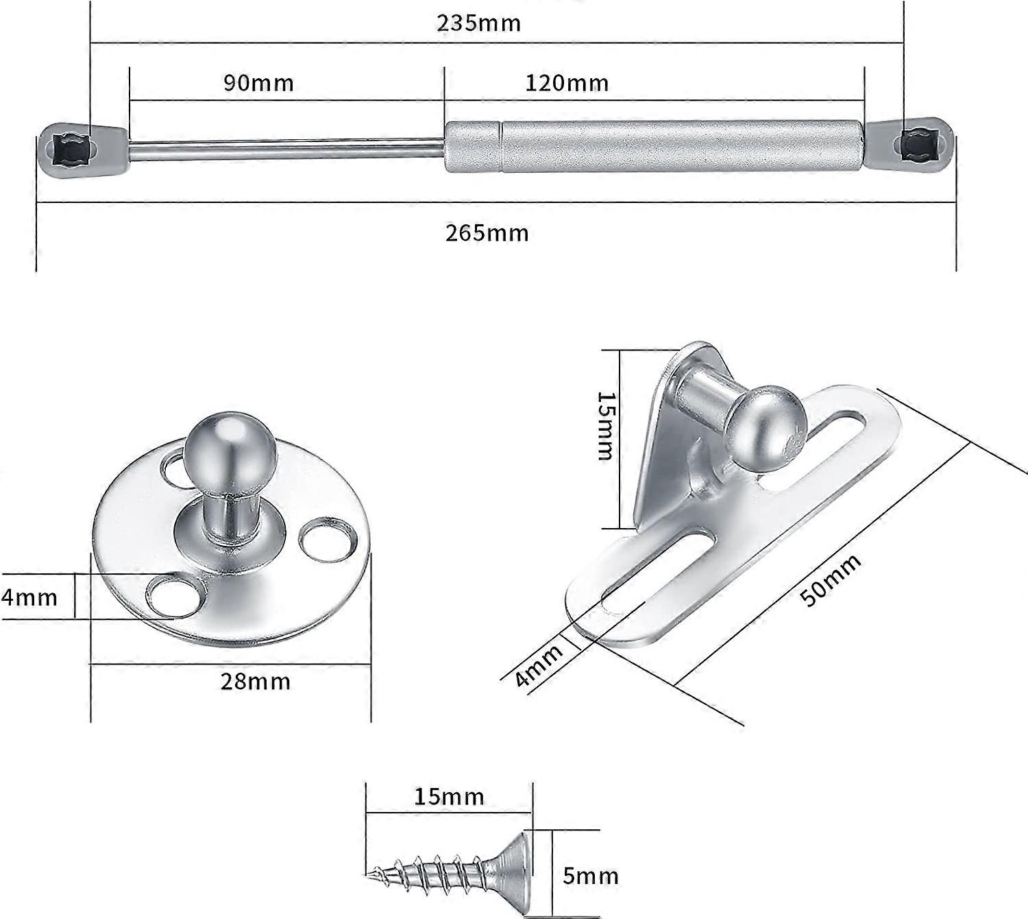 4 Pieces Hydraulic Gas Struts, 100N/10Kg Hydraulic Cabinet Struts ...