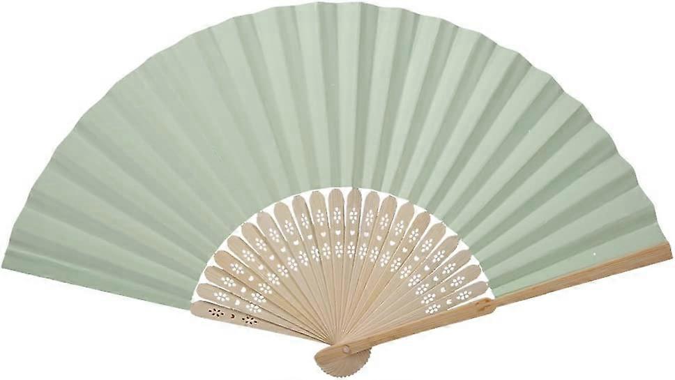 Handmade Folding Bamboo Fan DIY Handheld Blank Paper Fan(Light Green ...