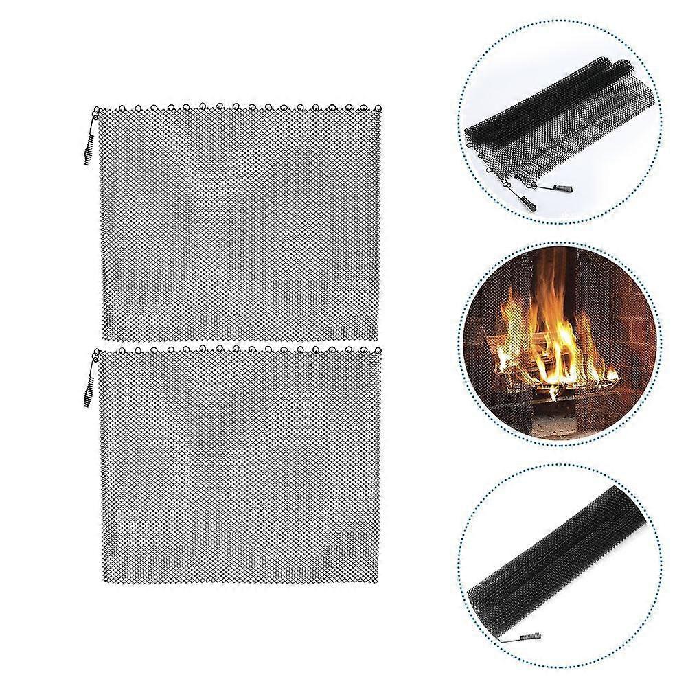 Fireplace Screen Mesh Curtains Iron Guard Curtain Panel Screens Fire ...