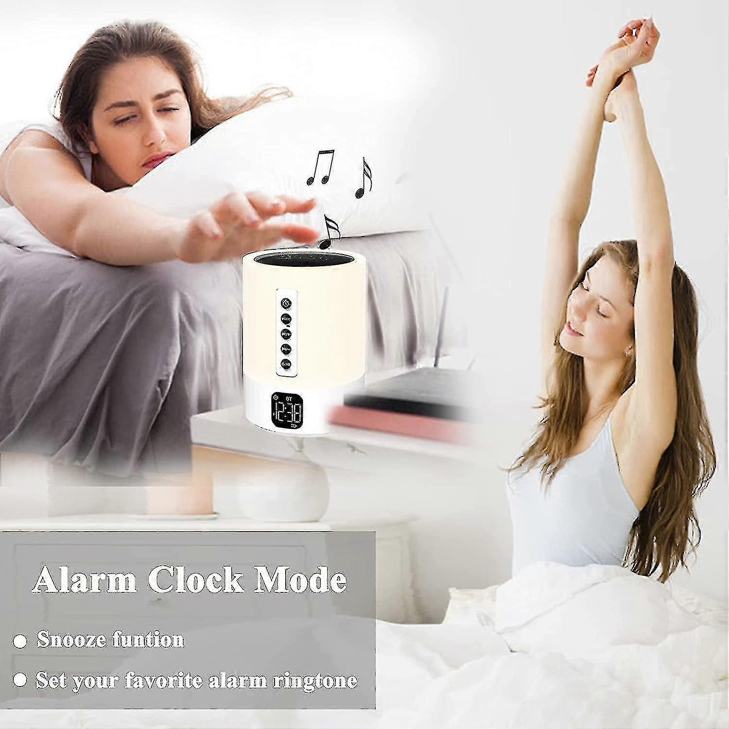 Night Light Bluetooth Speaker, White Noise Machine, Touch Bedside Lamp ...