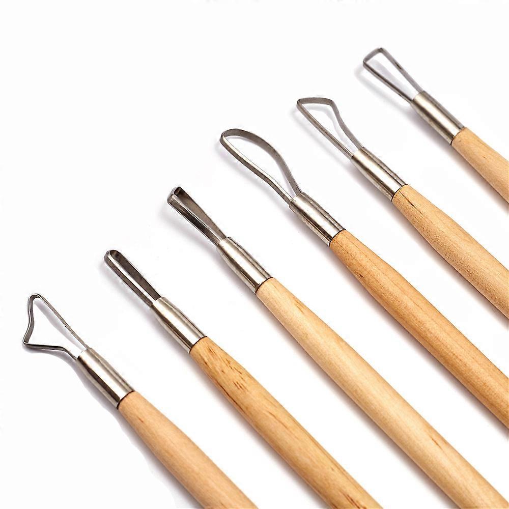 6pcs Double Ended Wooden Ribbon Cutter Clay Sculpting Tools for Pottery ...