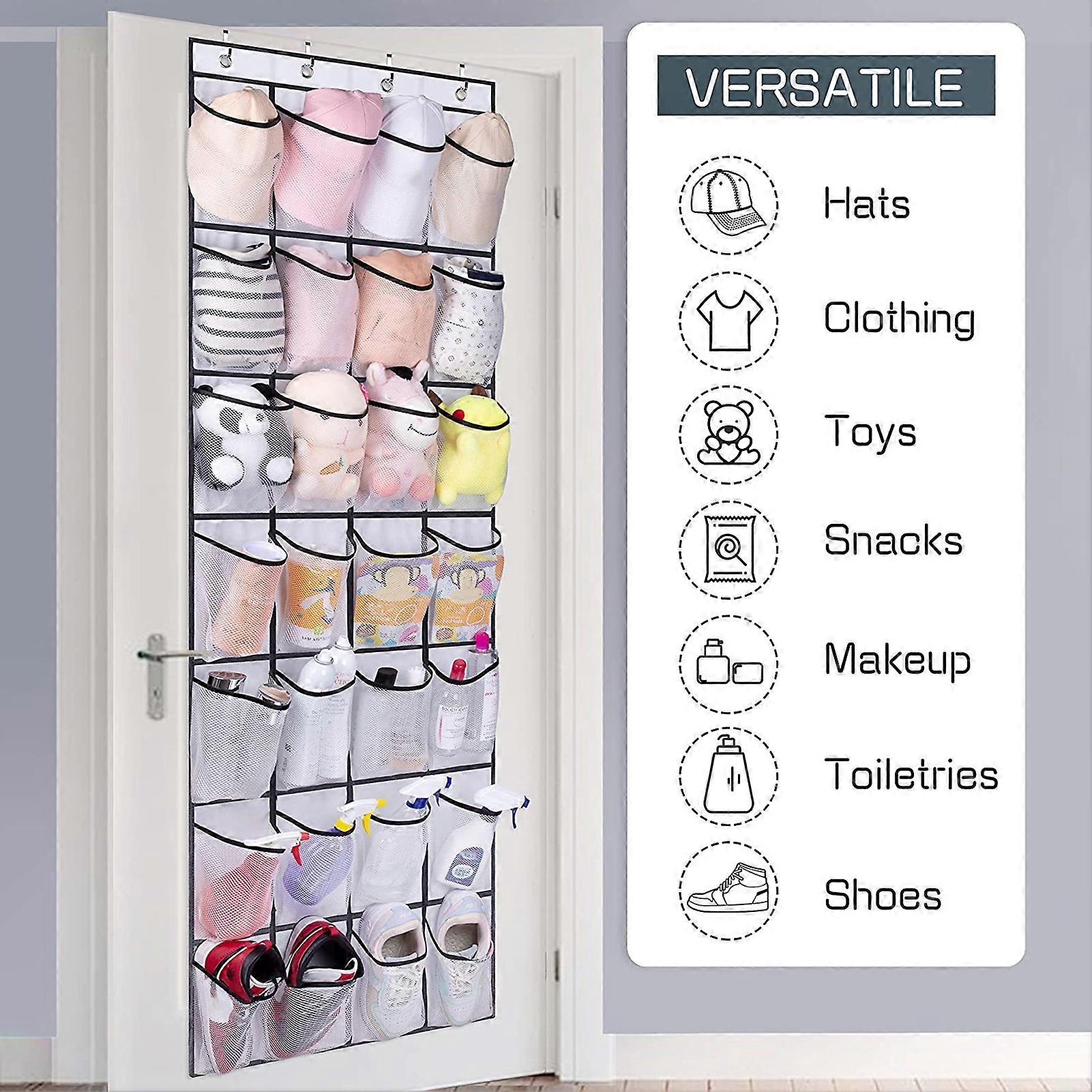 Shoe Storage Bag Large Capacity Space-saving 4 Hooks 28 Mesh Pockets ...