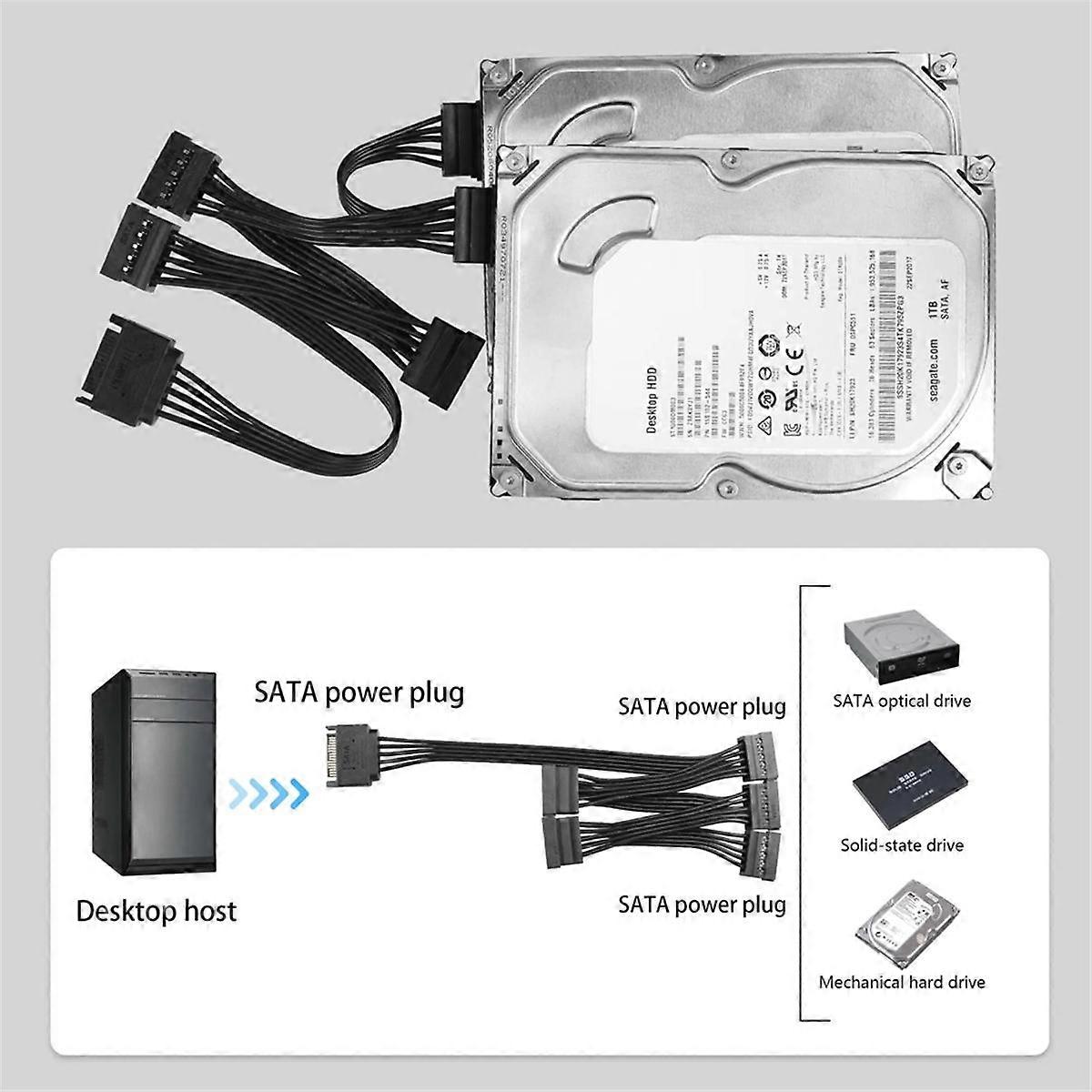 15 Pin Sata Power Splitter 1 To5 Hard Drive HDD SSD Power Supply Cable ...