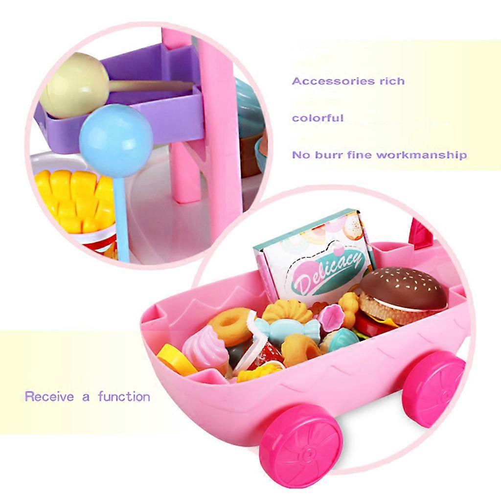 Kids Pretend Kitchen Cooking Ice Cream Candy Trolley Food Cutting House ...