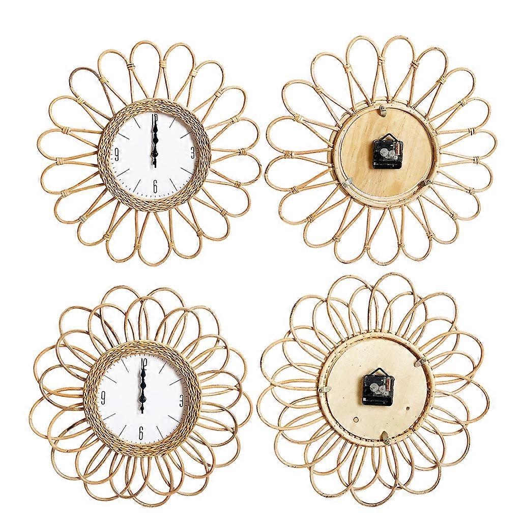 Wicker Collection Wall Clock Battery Powered Rattan Wall Clock Easy to ...